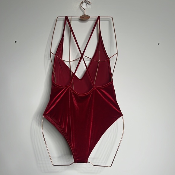 Motel Rocks | Tops | Motel Eikin Bodice Raspberry Velvet Bodysuit Size ...
